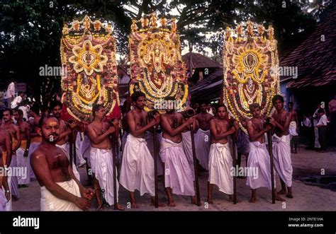 Decorated Gods In Procession Padmanabha Swamy Temple Arattu Festival