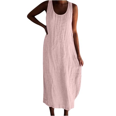 Cobkk Spring Dress Clearance Womens Summer Casual Round Neck Beach