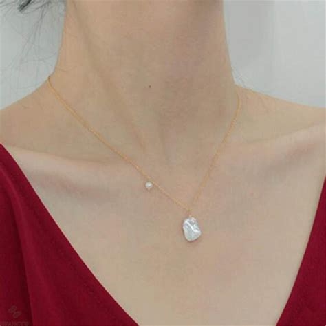 화이트 바로크 진주 펜던트 18 인치 목걸이 쥬얼리 진짜 선물 세련된 체인 Diy 펜던트 Aliexpress