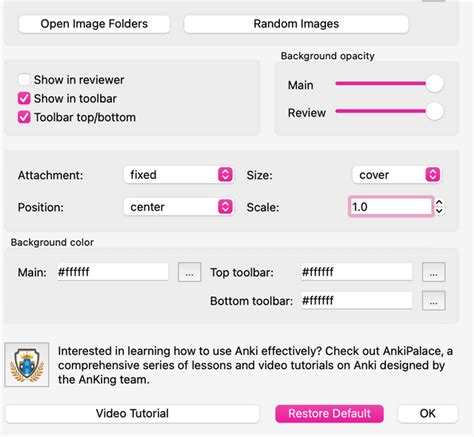 custom background image and gear icon add on r anki