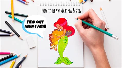 How To Draw Marina And Zig Zigandsharko Easy Step By Step