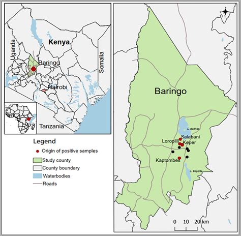 A Map Of Kenya Showing The Sampling Sites Within Baringo County Red