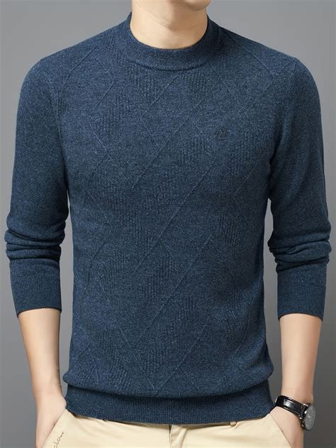 All Match Wool Knitted Solid Slim Sweater Mens Casual Warm High