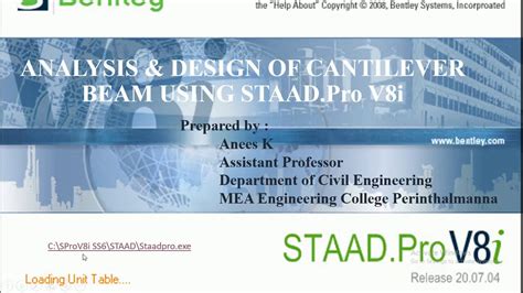 Analysis Design Cantilever Beam Staad Pro V8i YouTube