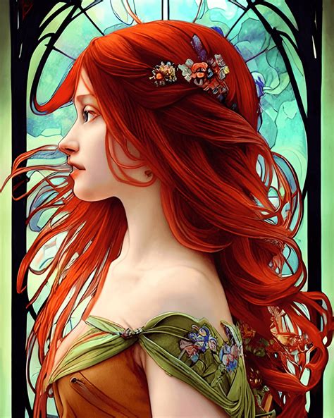 Beautiful Redhead Mage Magical Highly Detailed Digital Painting Creative Fabrica