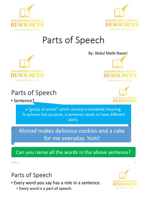 lec 001 20231220 parts of speech pdf part of speech noun