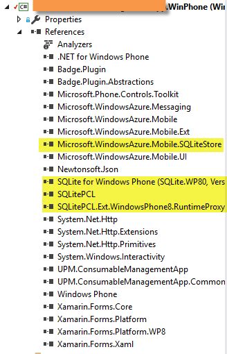 sqlite xamarin forms win phone 8 1 silverlight offline mode using