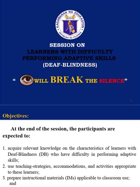 session 2 difficulty in performing adaptive skills deaf blindness