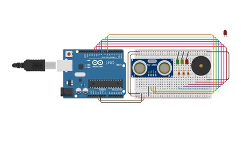Circuit Design Sensor Ultrasónico Tinkercad
