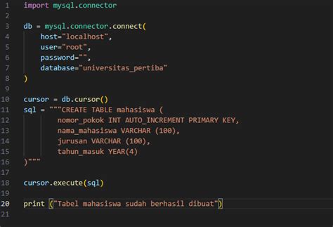 Python Mysql Bagian 3 Membuat Tabel Baru