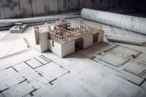 Premium AI Image | Architecture 3D and blueprints representation generative ai