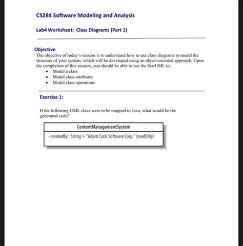 Solved Cs284 Software Modeling And Analysis Lab4 Worksheet Class 1 Answer Transtutors