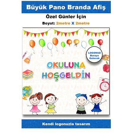 Pastel Okuluna Hoşgeldin Panosu 2 Metre x 2 Metre Özel Gün Brandası