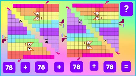 numberblocks step squad repeated addition add 4 same triangular