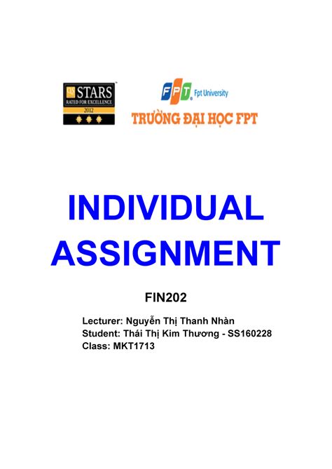 Individual Assignment Fin202 Individual Assignment Fin Lecturer