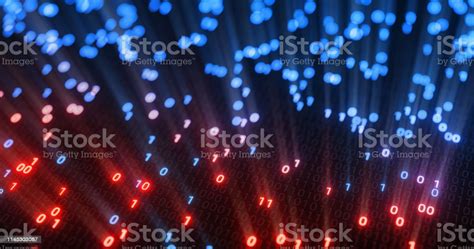 hacking red and blue digital binary code matrix 01 background hacker