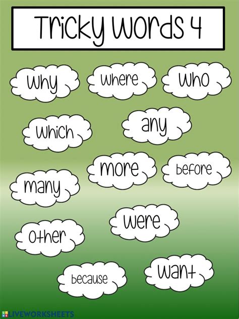 Tricky Words 5 Worksheet Artofit