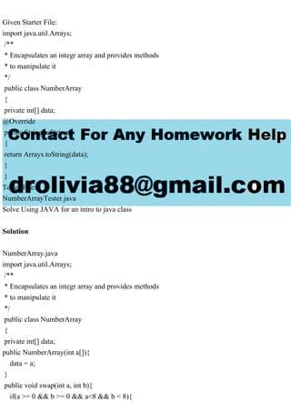 Given Starter Fileimport Java Util Arrays Encapsulates Pdf
