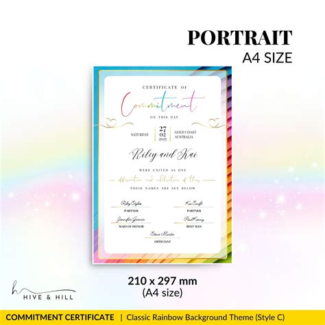 Classic Partner Commitment Certificate Template Featuring A Clean