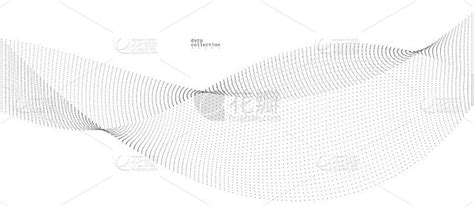 灰色点在运动矢量抽象背景，粒子阵列波流，曲线线的点在运动，技术和科学插图。素材 花瓣网