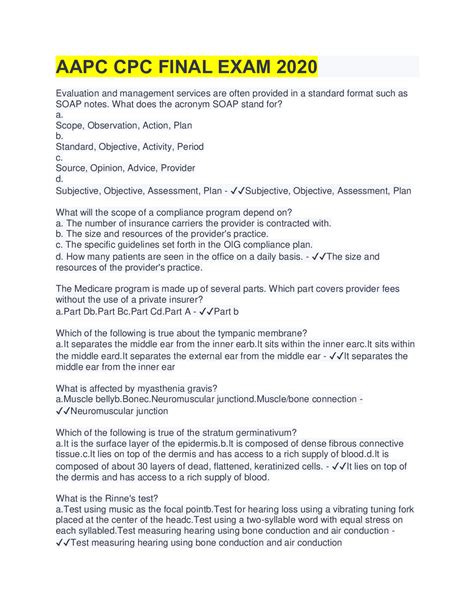 Aapc Cpc Final Exam 2020 Browsegrades
