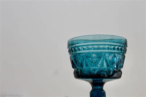 Vintage Blue Glass Goblets Set Of Six Vintage Dessert Dishes Vintage