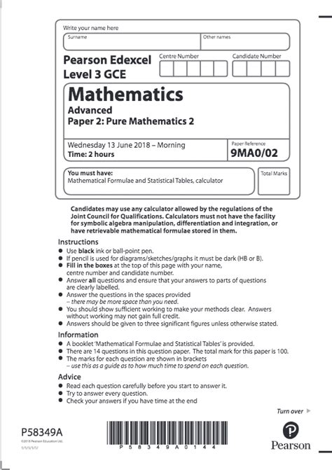 Edexcel A Level Maths Formula Booklet Oxford Revise Edexcel A Level