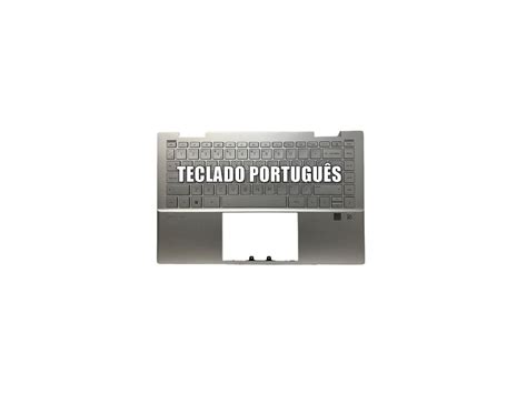 HP Top Cover teclado Português Natural Silver Aluminum backlight e fingerprint reader