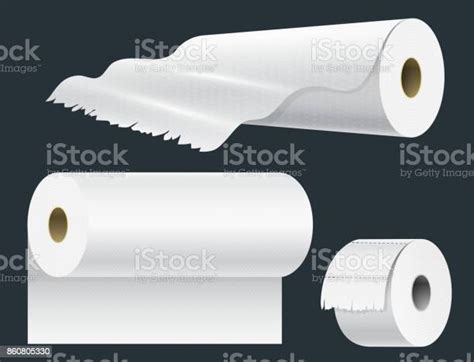現實的紙卷類比了集孤立的向量圖空白白色 3d 包裝廚房毛巾範本向量圖形及更多乾淨圖片 乾淨 例行公事 個人飾物 Istock