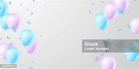 배너 템플릿 벡터 배경 디자인 아름 다운 푸른 3d 풍선 그림 3차원 형태에 대한 스톡 벡터 아트 및 기타 이미지 3차원 형태 공휴일 금색 Istock