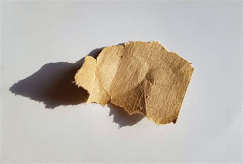 흰색 배경에 재활용 된 종이 공예 스틱 갈색 종이 찢어지거나 찢어진 종이 조각이 클리핑 경로가있는 흰색에 고립되어 있습니다 0