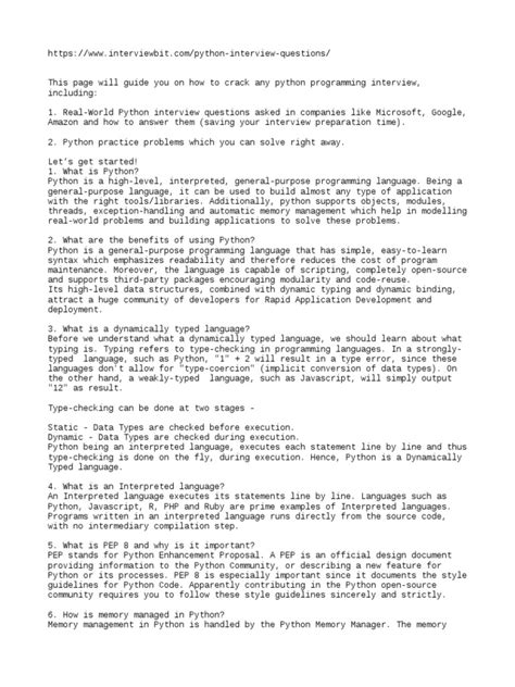 Interview Question Python Pdf Scope Computer Science Boolean