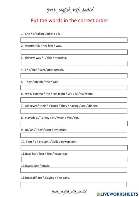 Put The Words In The Correct Order Online Exercise For Live Worksheets
