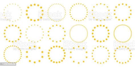 원에 배치 된 다양한 크기의 별 둥근 프레임 테두리 옐로우 별 모양 간단한 기호 디자인 요소 장식 벡터 일러스트레이션 0명에 대한 스톡 벡터 아트 및 기타 이미지 Istock