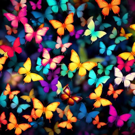 Las mariposas de colores brillantes están volando en una habitación