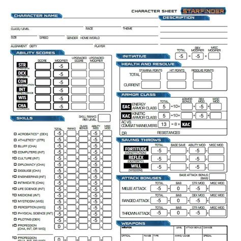 Starfinder Character Sheet Pdf Docdroid