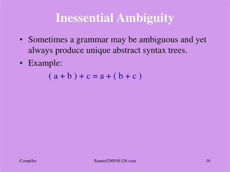 Ppt Chapter 3 Context Free Grammars And Parsing Ambiguous Grammar