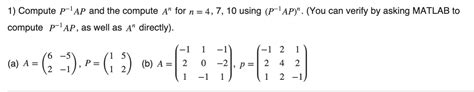 solved 1 compute p−1ap and the compute an for n 4 7 10