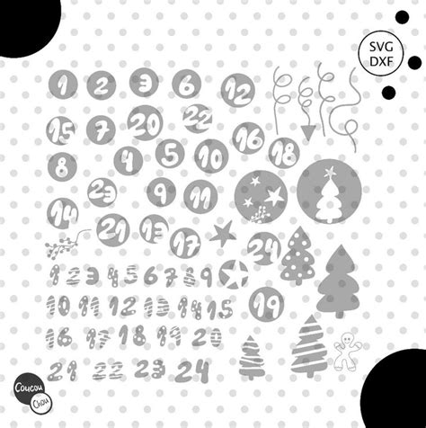 Plotter File Advent Calendar Numbers Bubbles Svg Dxf Bundle Advent