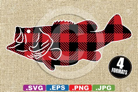 Buffalo Plaid Largemouth Bass Silhouette Graphic By IDrawSilhouettes