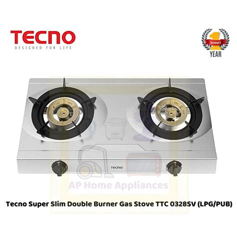 Tecno Super Slim Tabletop Double Burner Gas Cooker Stove Ttc 0328sv
