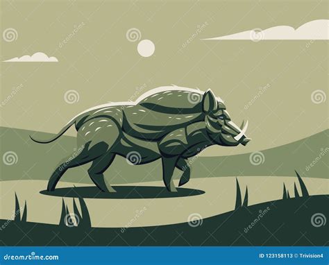 Wild Boar With Tusks Stock Vector Illustration Of Mascot 123158113