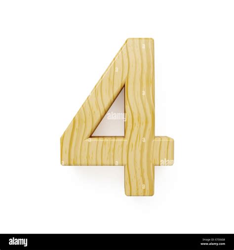 3d Render Of Wood Digit Four Symbol 4 Isolated On White Background