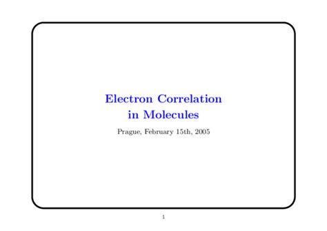 Pdf Electron Correlation In Molecules Jozef Noga