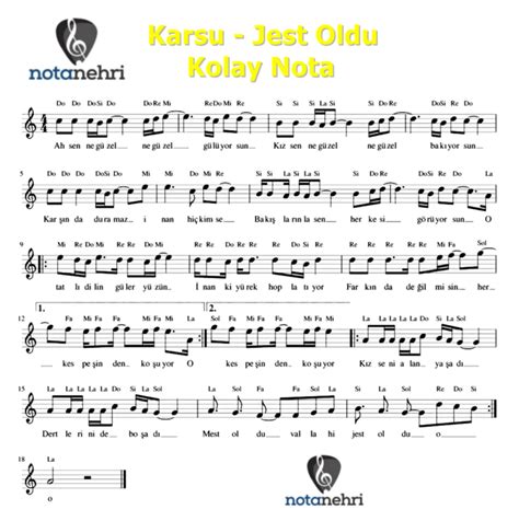 Karsu Jest Oldu Melodika Keman Flüt Org Notaları Nota Nehri