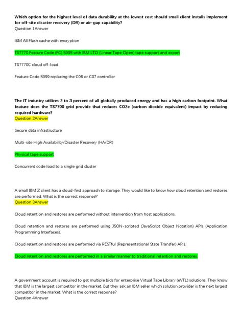 Ibm Ts7700 Virtual Tape Library Education For Technical Sales Level 3 Quiz Pdf Cloud