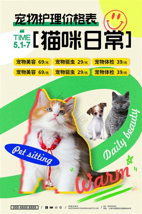 宠物美容护理价格表模板 包图网