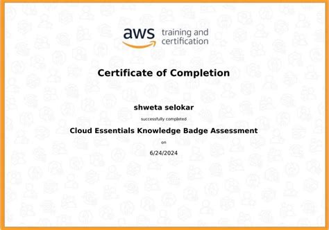 Completed Cloud Essential Knowledge Assessment Shweta Selokar Posted On The Topic Linkedin