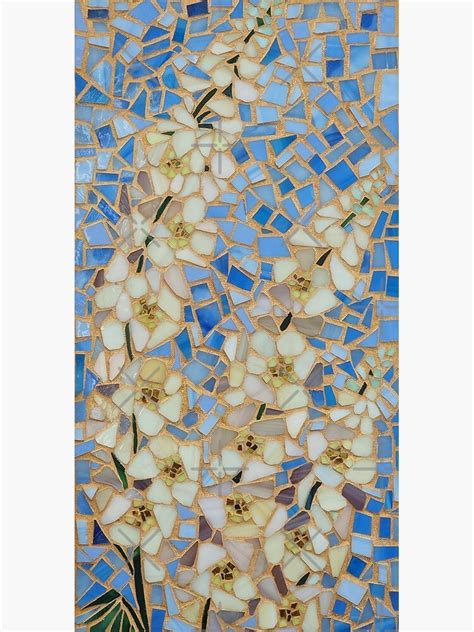 Long Cream Delphiniums Stained Glass Mosaic Poster For Sale By