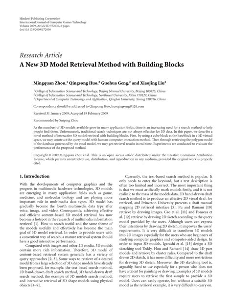 Pdf A New 3d Model Retrieval Method With Building Blocks